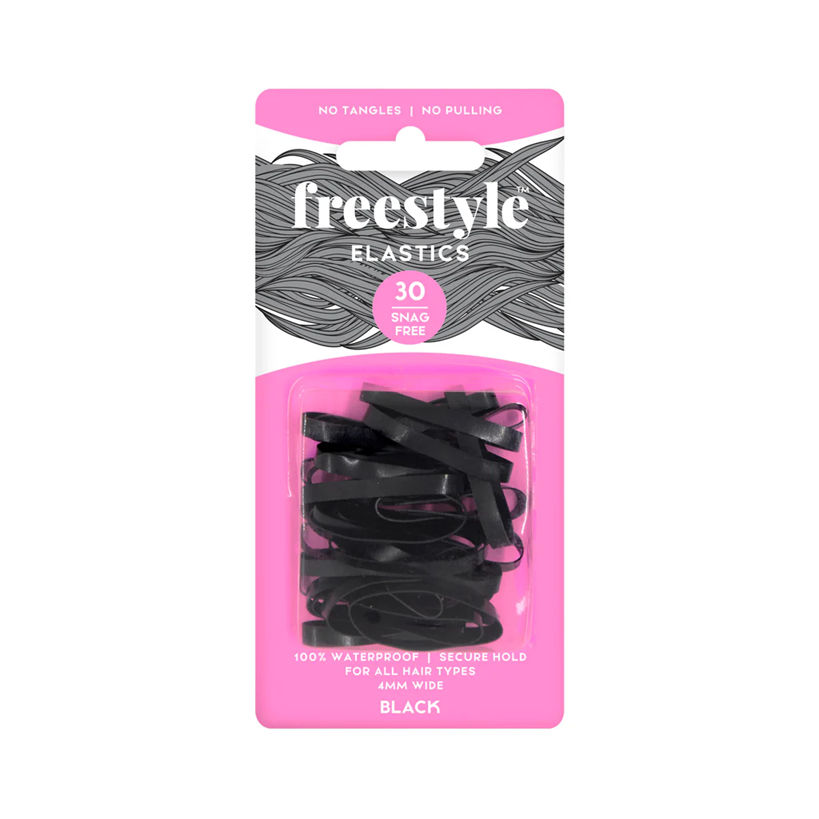 Freestyle Snag Free Hair Elastics Black 4mm - 30pcs – Barber Bazaar