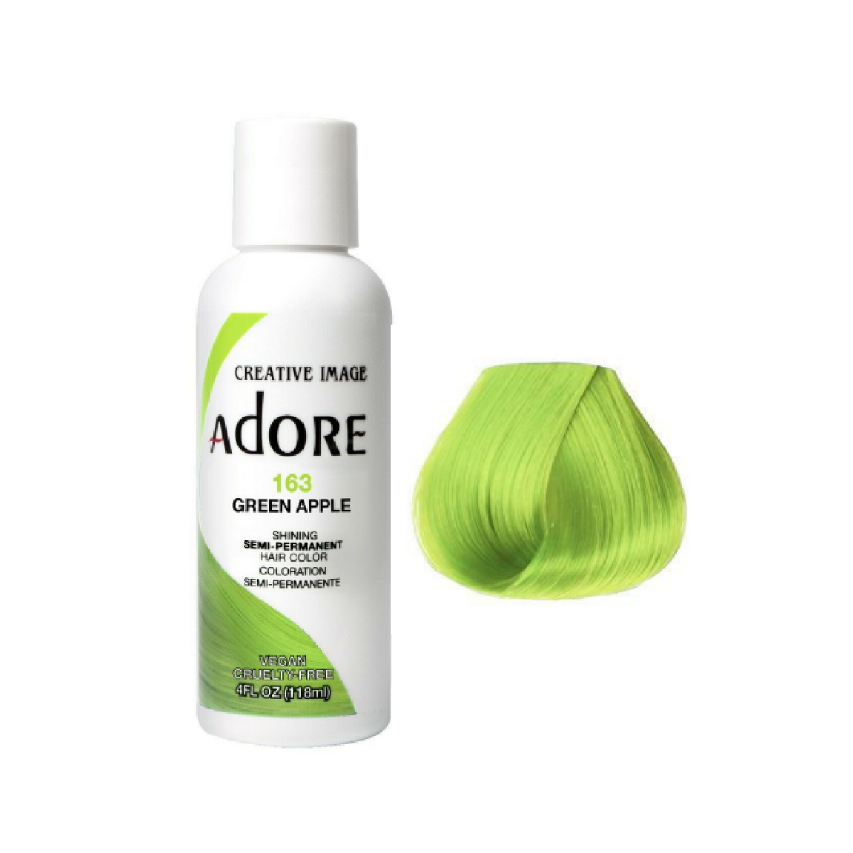 Adore Semi Permanent Green Apple Hair Colour 163 - 118ml | Barber Bazaar