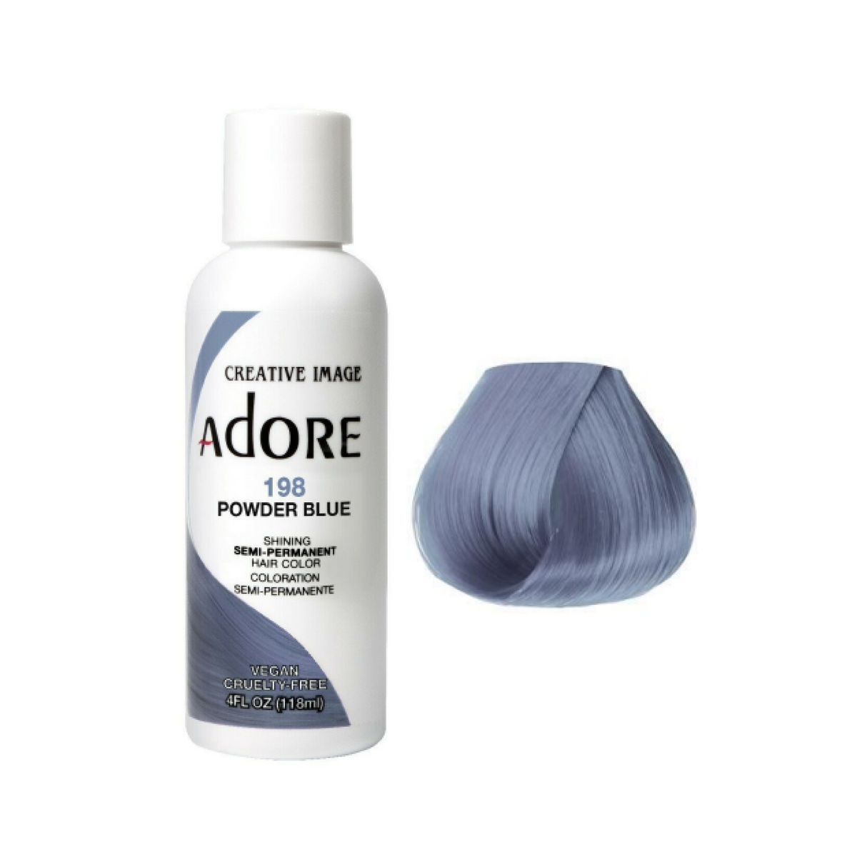 Adore Semi Permanent Powder Blue Hair Colour 198 - 118ml | Barber Bazaar
