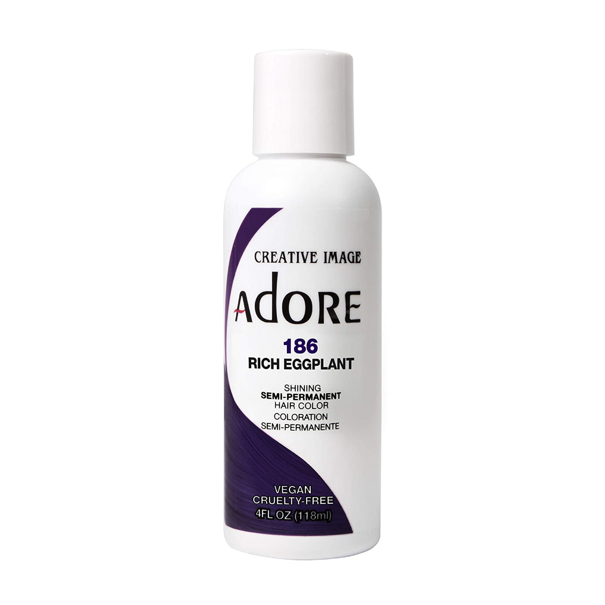 Adore Semi Permanent Rich Eggplant Hair Colour 186 - 118ml |Barber ...